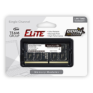 TEAMGROUP Elite DDR4 8GB Single 2666MHz PC4-21300 CL19 Unbuffered Non-ECC 1.2V SODIMM 260-Pin Laptop Notebook PC Computer Memory Module Ram Upgrade - TED48G2666C19-S01