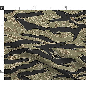 Spoonflower Fabric - Tiger Stripe Camo Printed on Petal Signature Cotton Fabric by The Yard - Sewing Quilting Apparel Crafts Decor