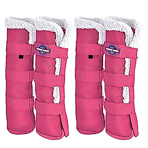 Harrison Howard Horse Fly Boots Summer Protection with Fleece Trim to Eliminate Rubbing Comfortable and Ventilating Mesh Leg Guards Set of 4 Magenta M