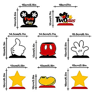 LINGTEER Mickey Oh Twodles Table Honeycomb Centerpieces - Cheers to Kids 2nd Birthday Two Years Old Mouse Themed Bday Party Decorations Sign.