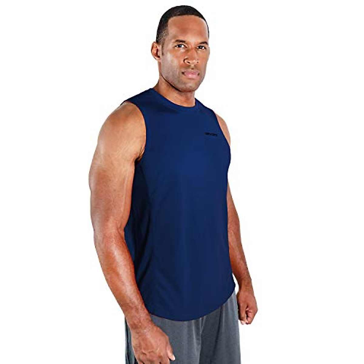 DEVOPS 3 Pack Men's Muscle Shirts Sleeveless Dri Fit Gym Workout Tank Top (X-Large, Black/Navy/Gray)
