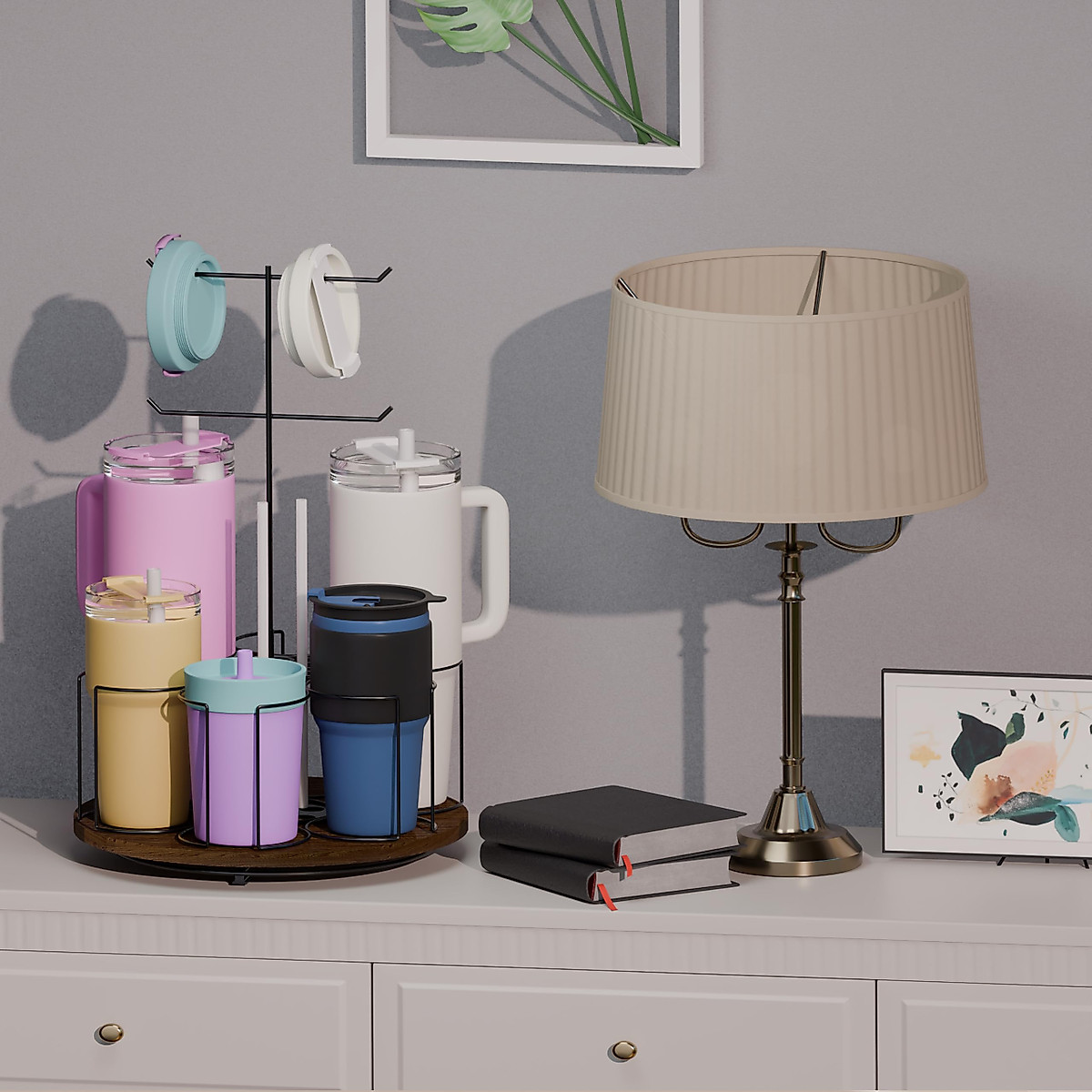 Water Bottle Organizer for Stanley Cup Holder for Cabinet Organizer,Tumbler with Handle Lid Organizer for Owala 24oz 32oz Yeti Simple Modern Stanley 40oz 30oz, Mug Stand Kitchen Organizers and Storage