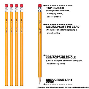 Sikao Pencils #2 Wood Pencils Bulk for Classroom, Wooden Pencils, Number 2 Pencils, No 2 Pencils with Erasers, Yellow HB Pencil for Kids Sketching Drawing School Teacher Supplies (Pack of 100)