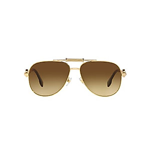Versace Unisex Sunglasses Gold Frame, Brown Gradient Lenses, 59MM