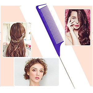 3Pcs Rat Tail Combs,Barber Styling Combs for Women,Anti Static Heat Resistant Hairdressing Comb (Purple)