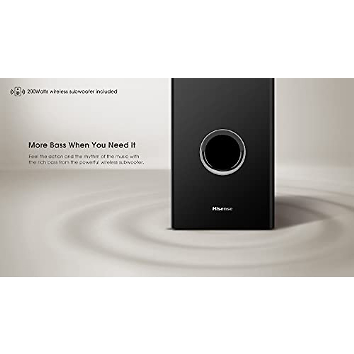 Hisense HS219 2.1ch Sound Bar with Wireless Subwoofer, 320W, Powered by Dolby Audio, One Remote Control, Roku TV Ready, Bluetooth, HDMI ARC/Optical/AUX/USB, 3 EQ Modes