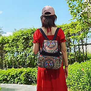 Goodhan Embroidered Women Backpack Purse Anti-theft Casual Shoulder Bag Satchel Bags Lightweight Daypack