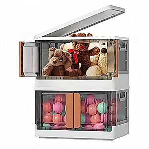 Zjmhmy-Plastic storage box with lid Collapsible storage box with wheels Stackable storage box Storage box for clothes, toys and books (2 packs)