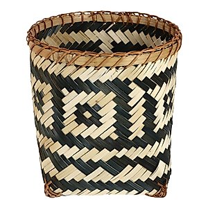 Luxshiny Bamboo Waste Basket Wicker Storage Baskets Dirty Clothes Basket Rattan Flower Baskets Laundry Hamper for Towel Cosmetic Books