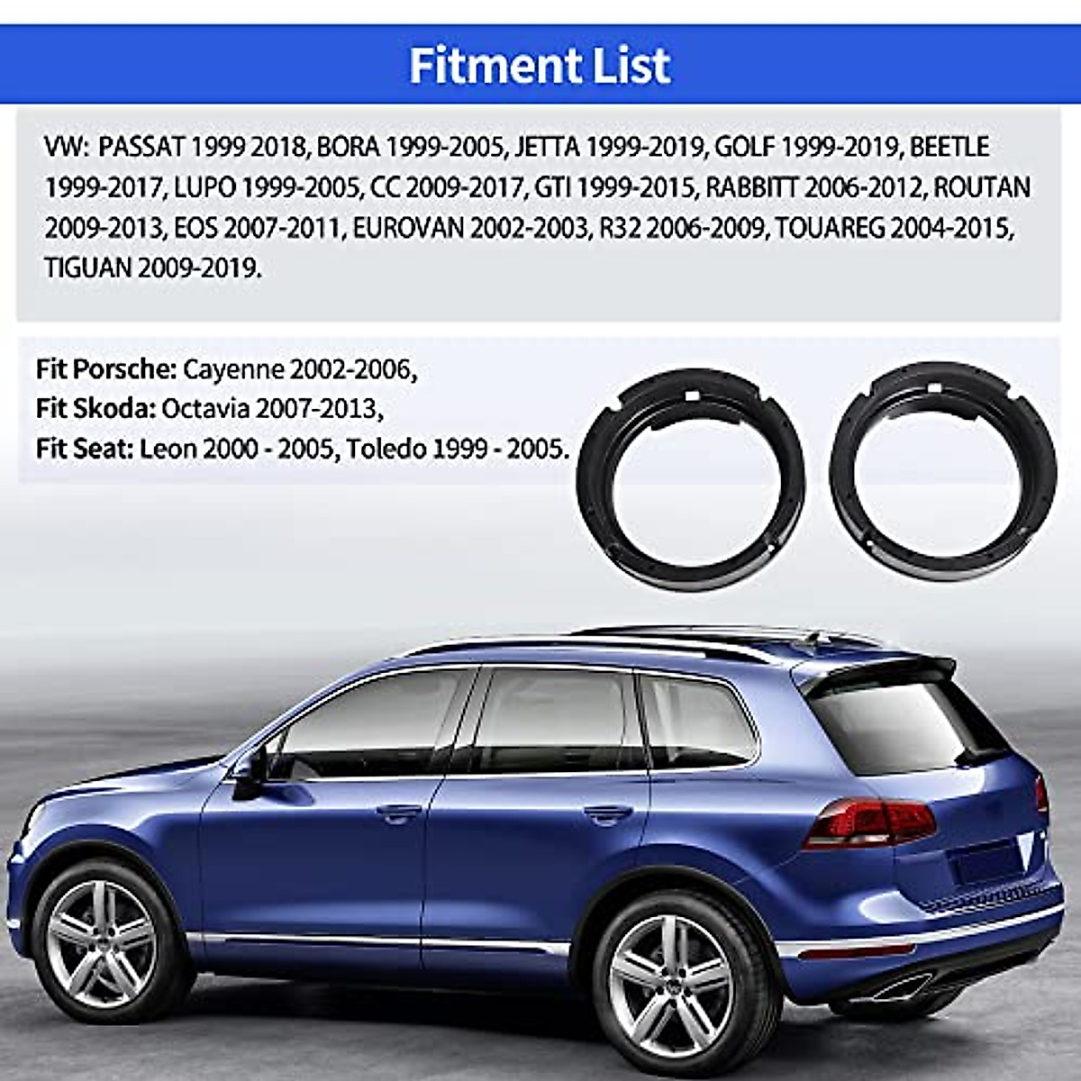 RED WOLF Car Door Speaker Adapter Bracket 6.5 Inch Fit VW Volkswagen Passat Golf/Jetta/Beetle1999-2019, Porsche 2000-2006, Skoda 2005-2013 Install Aftermarket Speaker Adapter Spacer Ring