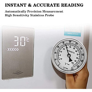 3" Dial 2" Probe FERRODAY 1/2 NPT Stainless Steel Thermometer Dial Thermometer 1/2 NPT Homebrew Kettle Thermometer Weldless with O-Rings 0-220ºF Kettle Thermometer Stainless Steel Brew Pot Thermometer