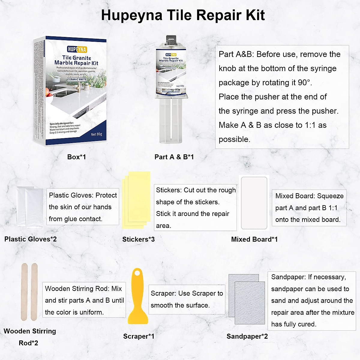 Bathtub Repair Kit-Porcelain Repair Kit-Acrylic Tub Repair Kit for Porcelain, Enamel, Fiberglass Tub Repair Kit-Marble Repair, Porcelain Sink Repair, Fiberglass Shower Repair Kit-Bath Repair Kit White