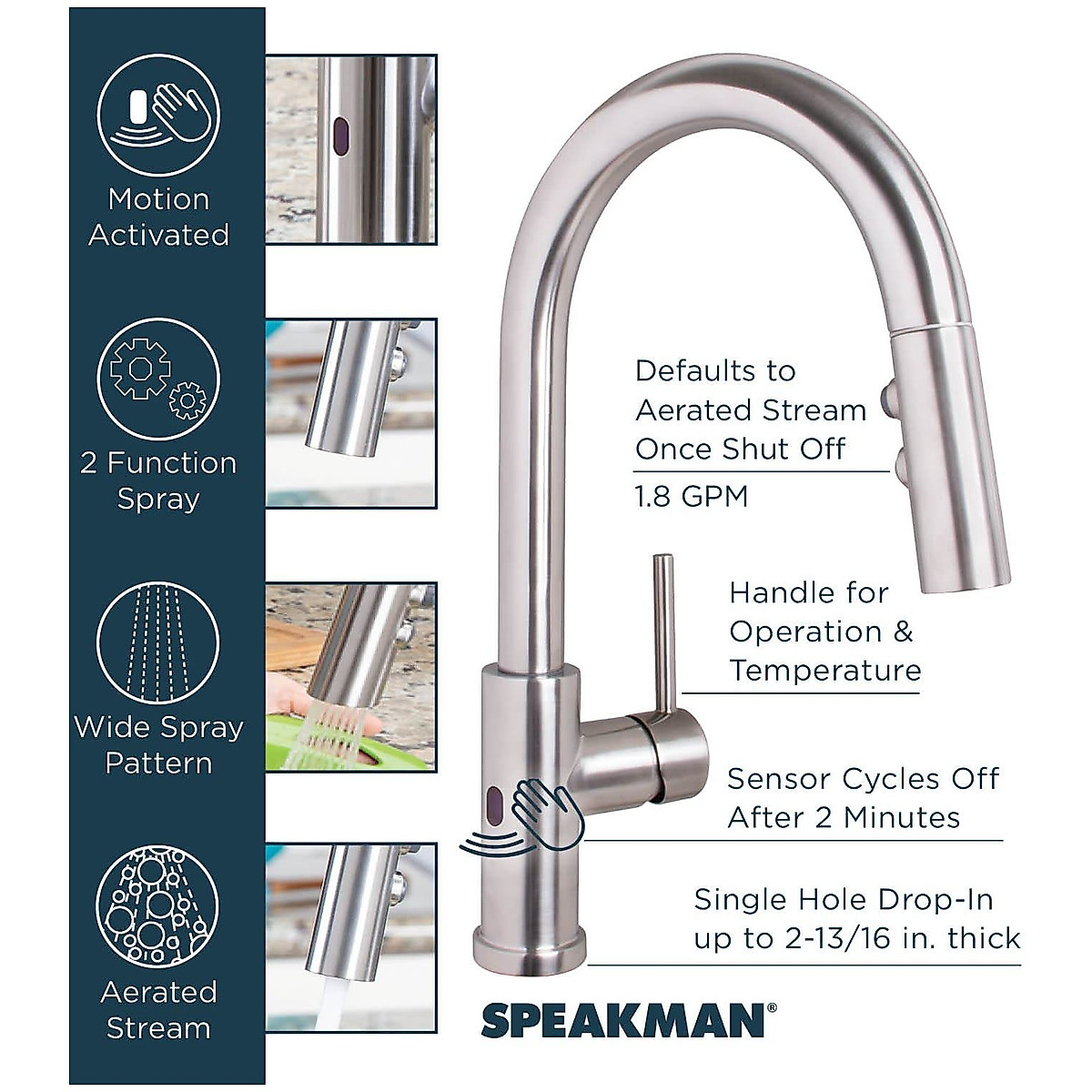 SPEAKMAN SBS-1042-BRB Neo Sensor Pull Down Kitchen Faucet-BRB, Brushed Bronze