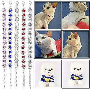 Dogs Kingdom Pet Dog Cat Crystal Collar Bling Rhinestones Party Princess Necklace Adjustable Necklace Accessories,White,S:8-10" Neck