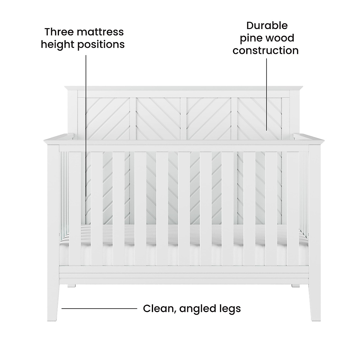 Child Craft Atwood 4-in-1 Convertible Crib, Baby Crib Converts to Day Bed, Toddler Bed and Full Size Bed, 3 Adjustable Mattress Positions, Non-Toxic, Baby Safe Finish (Matte White)
