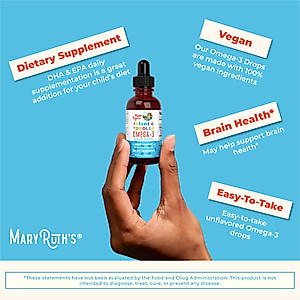 MaryRuth's Infant and Toddler Omega-3 Liquid Drops by | 200mg DHA and 2mg EPA Per Serving | Overall Wellness and Healthy Development | Unflavored | 1 Fl Oz