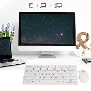 VBESTLIFE Mute Keyboard and Mouse Combo,2.4G Keyboard Mouse Set with Keypad Protector USB Receiver for Notebook Office Gaming Plug and Play(White)