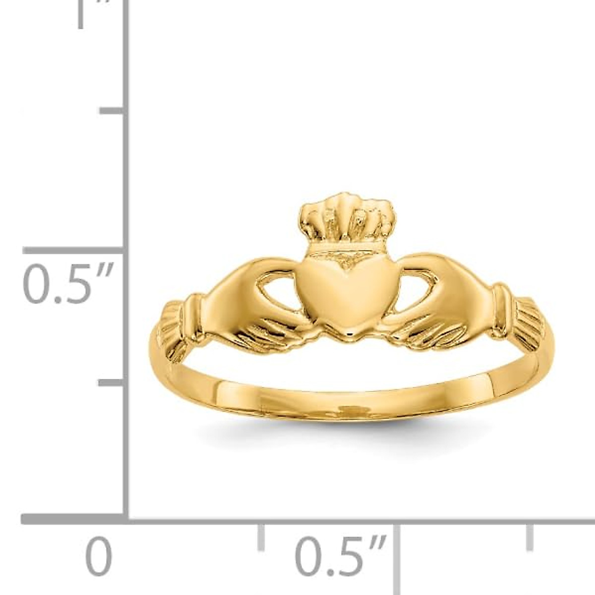 14K Yellow Gold Heart Love Irish Claddagh Celtic Ring Jewelry Size 7.00