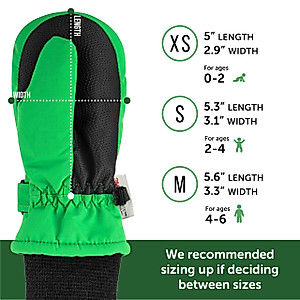 Maplefield Waterproof Kids Gloves with Fun Creatures - Long Cuff Keeps Kids Dry and Warm - Toddler Gloves with Thinsulate