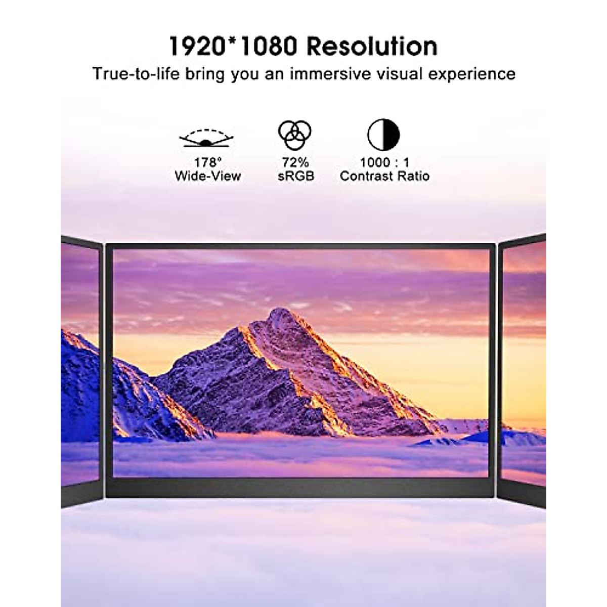 CNXioaMi Portable Monitor 15.6" Gaming Monitor USB-C&HDMI Laptop Monitor 1080P IPS Speaker External Ultra Slim Travel Monitor Second Monitor for Laptop Mac Phone Xbox Game Monitor