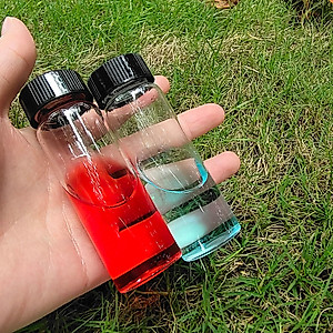 PEKYBIO Clear Glass Sample Vial, Liquid Sampling Sample Glass Bottle, 20 ml (0.67OZ) Capacity, 24-400 Thread Black Closed Top Cap,PE liner, Pack of 100