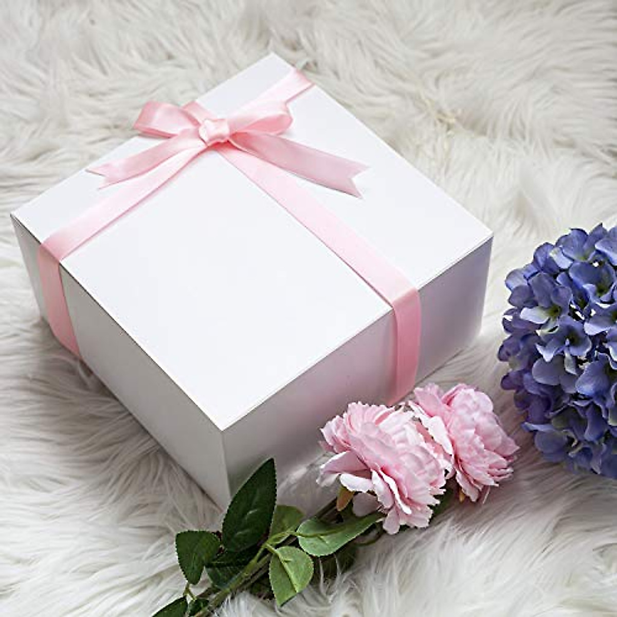 GEFTOL Gift Box 10 Pack 8 x 8 x 4 inches Fold Box Paper Gift Box Bridesmaids Proposal Box for Bridal Birthday Party Christmas (White)