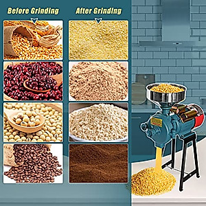 Electric Grain Grinder Mill, 3000W 110V Corn Grinder Mill Electric, Dry Cereals Rice Coffee Wheat Corn Mills with Funnel, Grain grinder mill powder machine