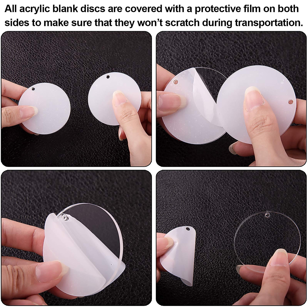 Duufin 108 Pieces Acrylic Keychain Blanks with Key Chain Rings 2 Inch Acrylic Round Ornament Blanks with Hole Clear Acrylic Circle Disc Blank for DIY Projects and Crafts