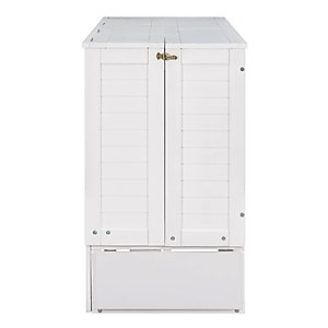 CJLMN Modern Queen Size Murphy Bed with Storage Drawer and Little Shelves on Each Side,Solid Wood Foldable Platform Bed Frame can Convert to Cabinet,Space Saving Design