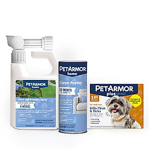 PetArmor Plus Flea & Tick Prevention for Dogs 5-22 lbs (3 Doses) + PetArmor Home Carpet Spray and Yard Spray for Fleas & Ticks, Total Flea & Tick Prevention
