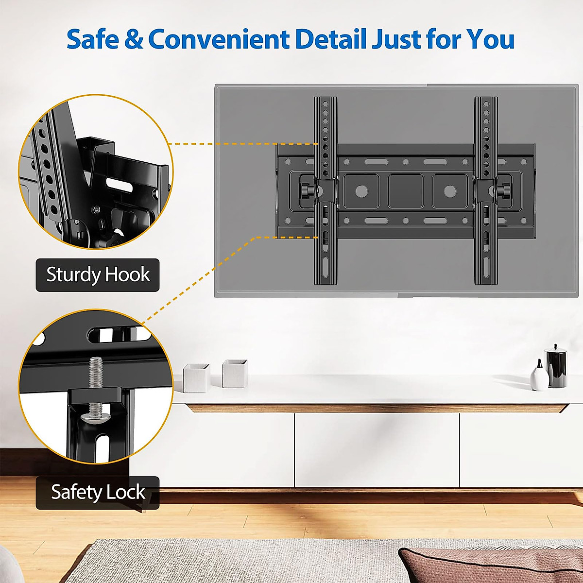 GLWIXY Tilt TV Wall Mount Bracket for Most 32-68 Inch TVs,Universal TV Mount Max VESA 400 x 400mm with Loading Capacity 132lbs, 40 42 43 50 55 58 60 Incn Low Profile Flat Wall Mount TV Bracket