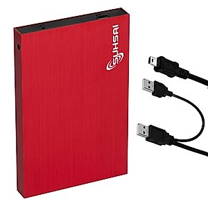 SUHSAI Aluminum Case External Hard Drive 1TB USB 2.0 Slim & Compact Data/Photos Backup & Storage Memory Expansion Portable Hardisk Hardrive 2.5" HDD for Mac Pc Laptop Computer Desktop (Red)