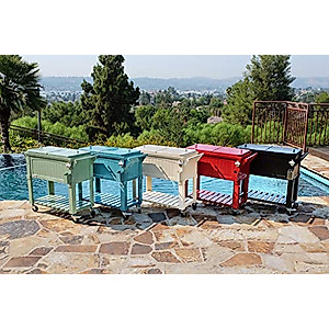 Permasteel PS-203F1-TEAL-AM 80 Quart Portable Rolling Patio Cooler, Teal