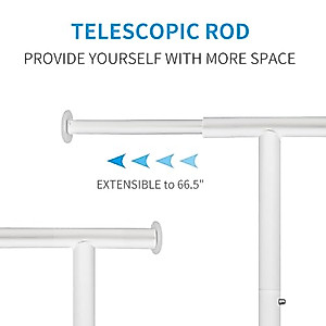 Fishat Freestanding Heavy Duty Metal Clothing Garment Rack Hanging Clothes on Lockable Wheels Mobile for Coats Dresses, Dorm Bedroom Home Balcony, Rolling Organizer Simple Standard Rod Portable, White