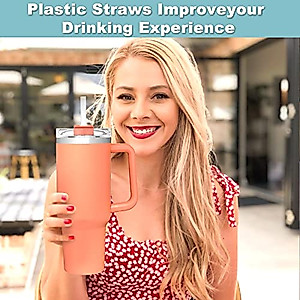 XANGNIER Replacement Straws for Stanley 40 oz Tumbler,6 Pack Clear Plastic Straws with Cleaning Brush Compatible with Stanley Adventure Quencher Travel,Long Straws for Stanley Cup Accessories