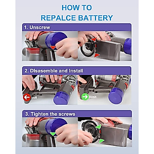 DTK Battery Replacement for Dyson V7 SV11 Handheld Vacuum Cleaner 21.6V 4500mAh Motorhead Pro Trigger Animal Car+Boat Absolute Fluffy Mattress Extra [ONLY Fit for V7 SV11 Series]