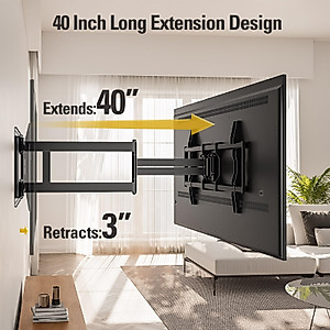 Mounting Dream Long Arm TV Wall Mount for Most 42-90 Inch TV, 40 Inch Extension TV Mount Swivel and Tilt, Full Motion Mount Fits Max VESA 800x400mm, 150 lbs. Loading, 16”,18”, 24” Studs