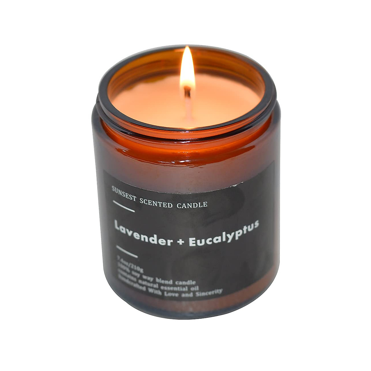 SunSest Scented Candle - for Home and Gifts - Lavender & Eucalyptus - 100% Natural Soy Wax and Pure Essential Oils - Women and Men Candles - Long Lasting- Stress Relief