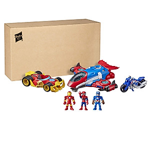 Marvel Super Hero Adventures Figure and Jetquarters Multipack, 3 Action Figures and 3 Vehicles, 5-Inch Toys for Kids Ages 3 and Up (Amazon Exclusive)