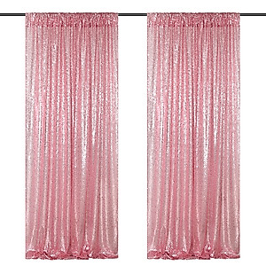 SoarDream Blush Pink Sequin Backdrop 2 Pieces 2ftx8ft Glitter Party Backdrop Curtain Wedding Ceremony Birthday Backdrop Background Decoration