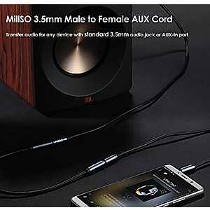 MillSO 3.5mm Headphone Extension Cable (6.6 Feet) TRRS 3.5mm Male to Female Stereo Audio Jack Extension Adapter Auxiliary AUX Cord for Headphones, Earbud, Speaker, Car Stereo, Home HiFi Stereo System
