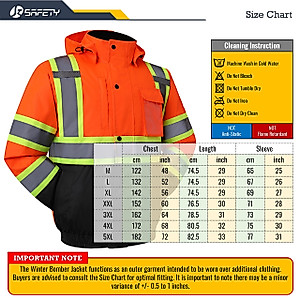 JKSafety Hi-Vis Winter Safety Bomber Jacket for men and women | Winter Safety Jacket Durable and Waterproof | Construction Work Jacket for Winter | Cold Weather PPE | ANSI Class 3 (116-OBlk L)