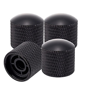 4Pcs Black Metal Guitar Control Knob Volume Tone Control Dome Knobs Guitar Bass Parts