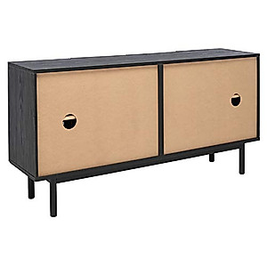 Safavieh Home Collection Piran Black and Gold 4-Door 2-Shelf Media (65-inch Flat Screen) TV Stand