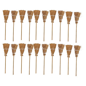 20pcs Mini Witch Broom, Mini Straw Brooms, Straw Broom, Mini Witch Broom Decorative Craft, Exquisite Halloween Party Decorations and Stage Performance Props