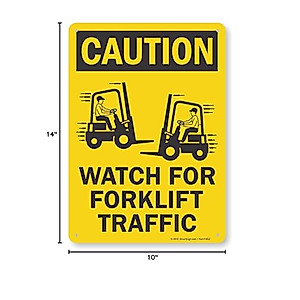 SmartSign "Caution - Watch for Forklift Traffic" Sign | 10" x 14" Aluminum - S2-0594-AL-14