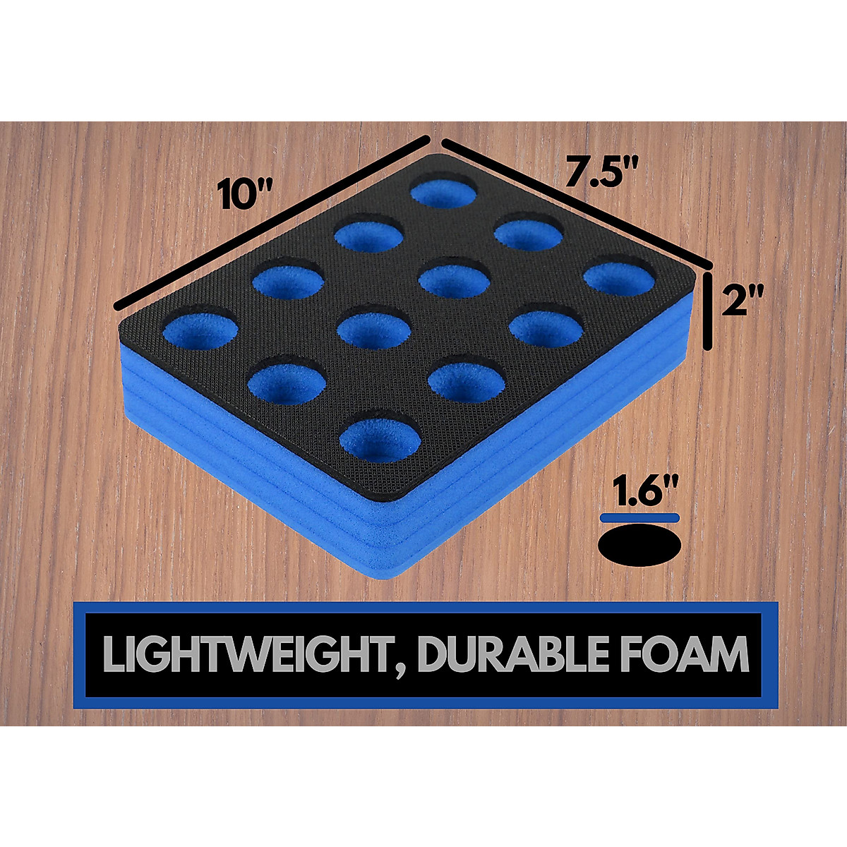 Polar Whale Shot Glass Holder Organizer Modern Tray for Home Kitchen Bar or Club Party Durable Blue and Black Durable Foam Serving Rack 10 Inches Wide Holds 12 Shots