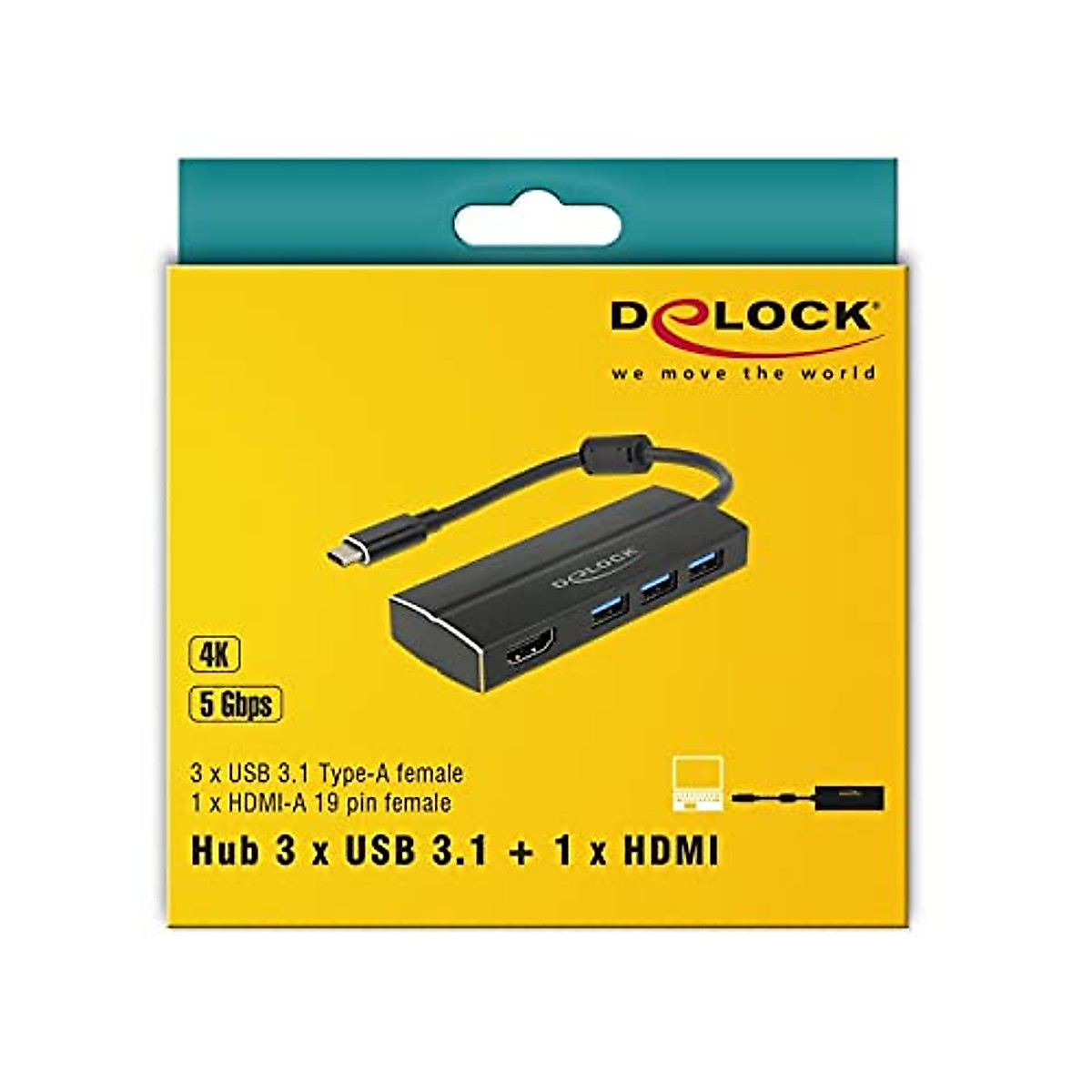 Delock Adapter USB Tipo C 3.0 x USB Tipo-A HDMI