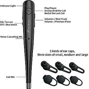 【Qualcomm Chips】 Bluetooth Headset, Wireless Headphone Business earpiece CVC8.0 Dual mic Noise Reduction V5.0 Earbuds HiFi Sound Quality 10 Hrs HD Talk Suitable for Sports/Business/Driver Driving