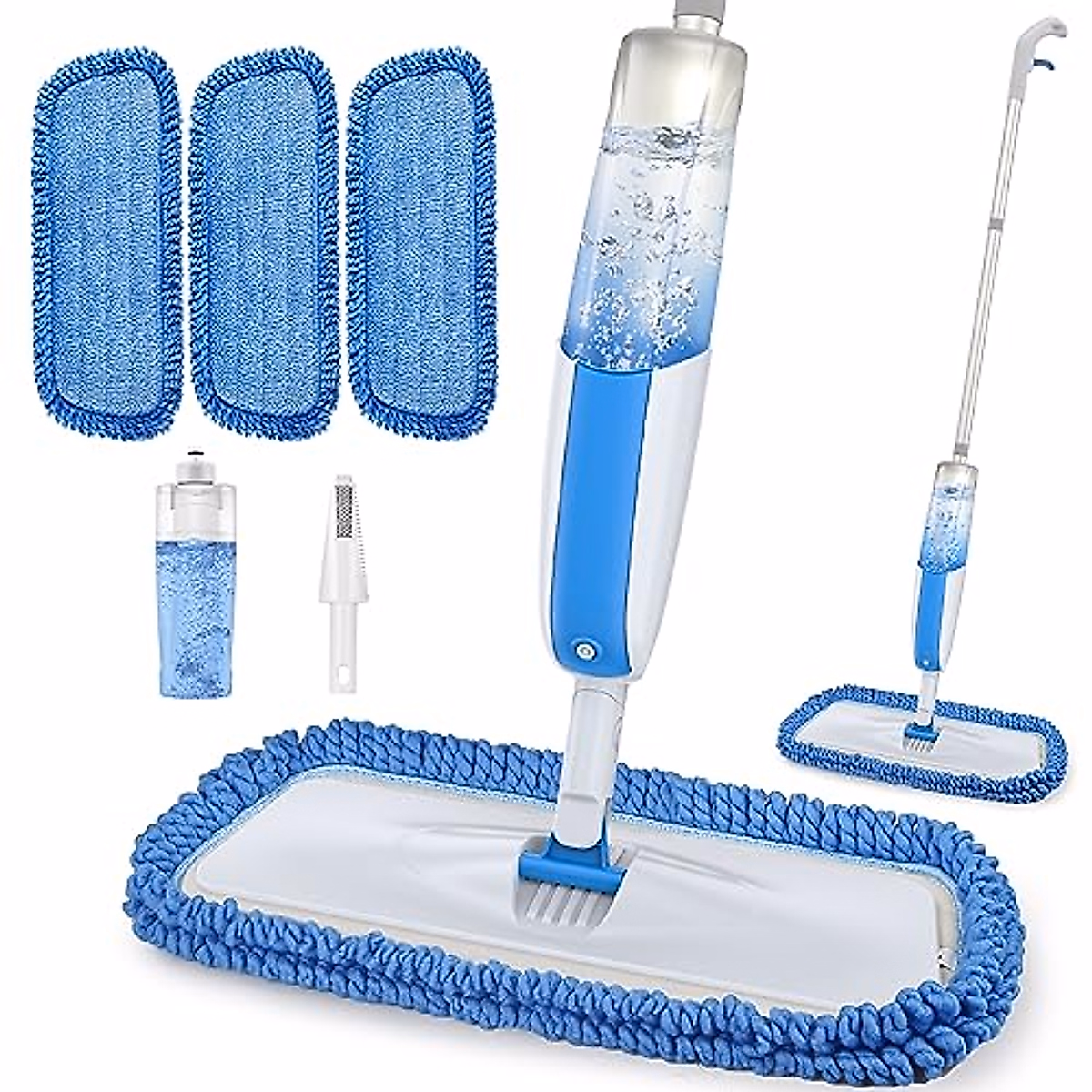 MANGOTIME Microfiber Spray Mop for Floor Cleaning - Hardwood Floor Mop Dry Wet Mop for Hardwood Wood Laminate Tile Vinyl Kitchen Dust Mop with 3 Reusable Washable Mop Pads 410ml Refillable Bottle